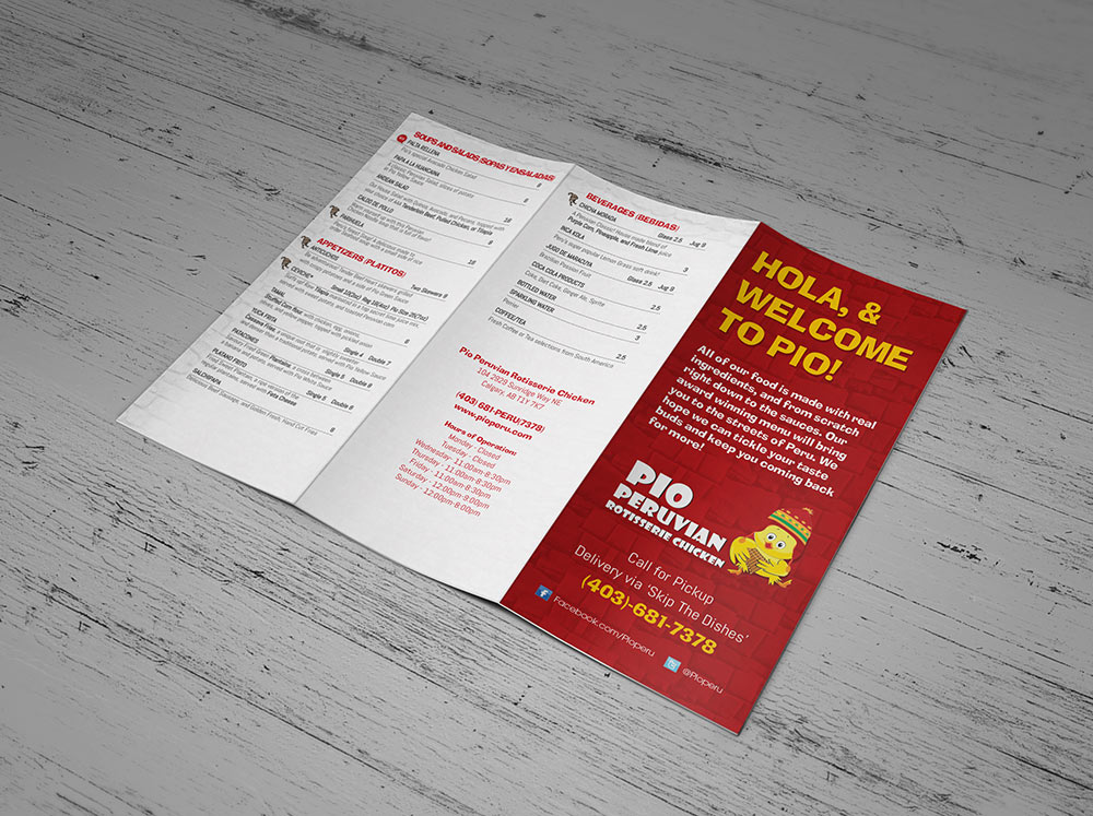 Mail-out Menu Design for a Calgary Restaurant - Digital Lion